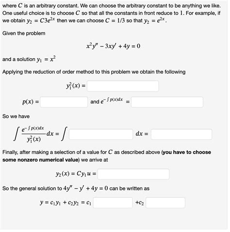 solved where c ﻿is an arbitrary constant we can choose the