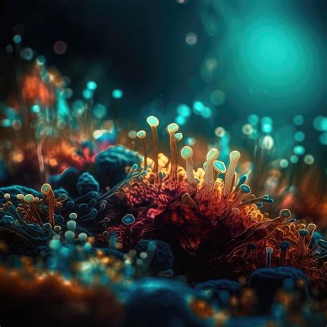 현미경 생성 Ai에서 성장하는 미생물 및 미생물 프리미엄 사진