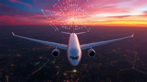Passenger Jet With Aidriven Flight Path Optimization Premium Ai Generated Image