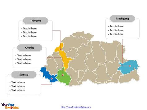 Bhutan Map With Districts Free PowerPoint Template