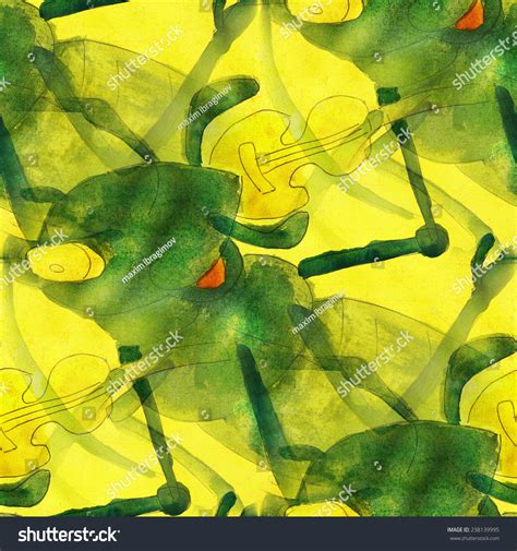 Seamless Grasshopper Fiddle Green Watercolor Artist Stock Illustration 238139995 Shutterstock