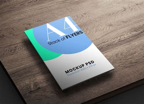 Free A4 Size Stack Of Flyers Mockup PSD