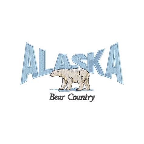 Alaska Polar Bear Embroidery Design Usa Travel Souvenir Digital