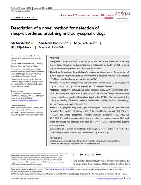 Pdf Description Of A Novel Method For Detection Of Sleep Disordered Breathing In