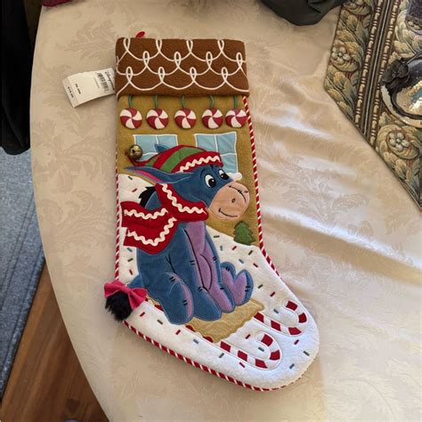 Disney Pooh Eeyore Gingerbread Sledding Christmas Stocking 20” Rare Nwt