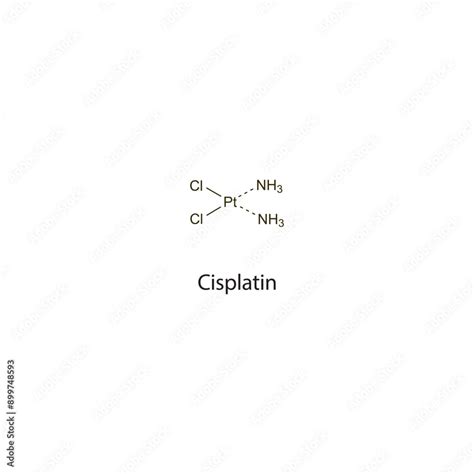 Cisplatin Flat Skeletal Molecular Structure Antineoplastic Drug Used In Cancer Treatment Vector