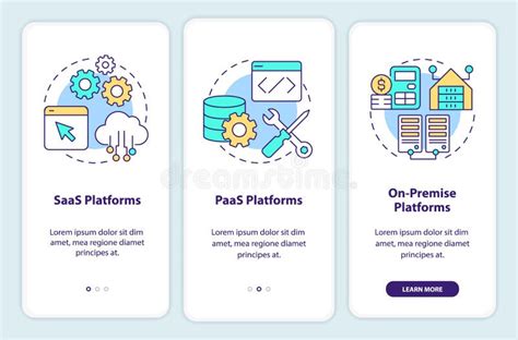 Types Of Ecommerce Platforms Onboarding Mobile App Screen Stock Vector Illustration Of