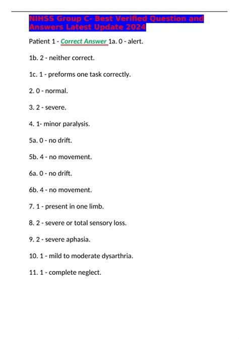 Nihss Group C Best Verified Question And Answers Latest Update 2024