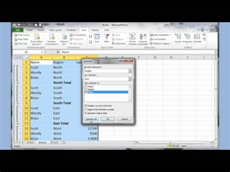 where is the subtotal button in excel 2007 2010 2013