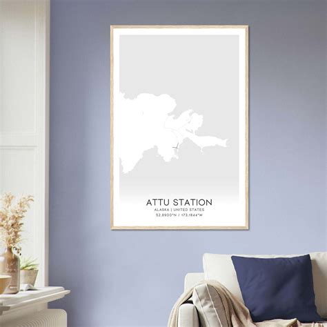 Attu Station Alaska Map Poster Modern Home Decor Wall Art Print