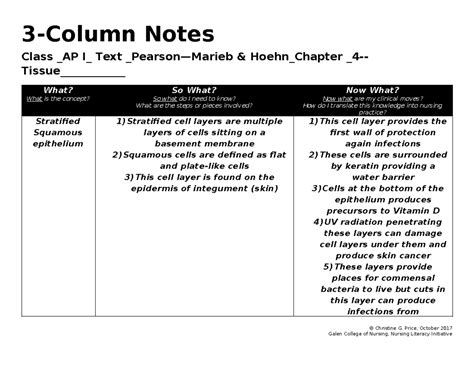 3 Column Notes Example 3 Column Notes Class Ap I Text Pearson—marieb