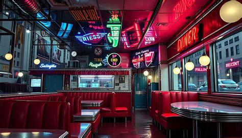 Retro Diner Interior Booth Vintage Restaurant Classic American Style