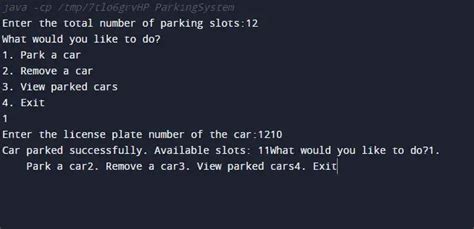 parking system using java with source code codewithcurious