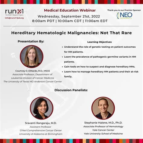 Runx1 Research Program On Linkedin Were Officially One Month Away From Our Webinar On