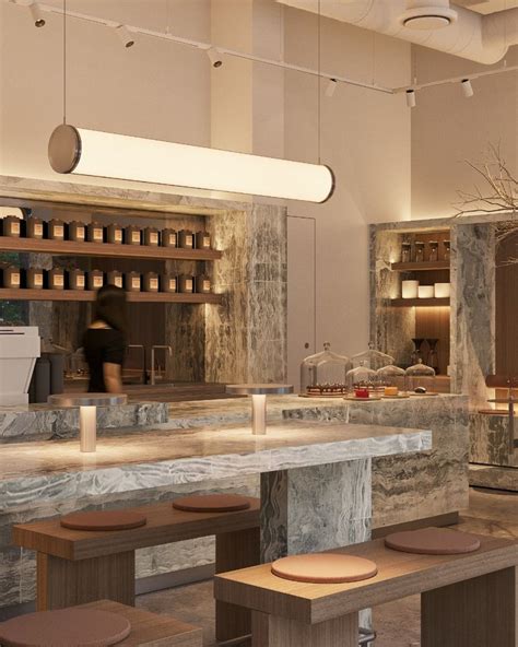 Branch Cafe Cafe White Marble Wood Bench Bar Pendant Light