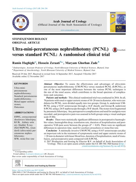 Pdf Ultra Mini Percutaneous Nephrolithotomy Pcnl Versus Standard