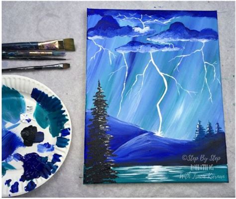 How To Paint Lightning Canvas Painting Diy Night Painting Painting Crafts