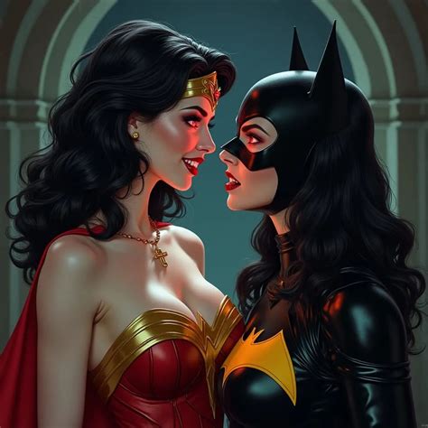 Wonder Woman As Vampire Seducing Batgirl 2 By Theridingghost On Deviantart