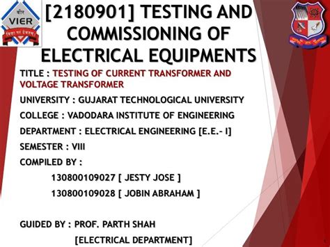 Testing And Commissioning Of Electrical Equipments Testing Of Curren…