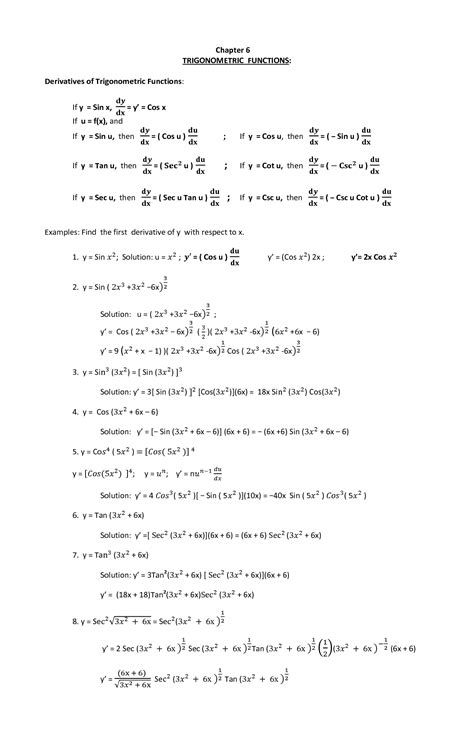 SOLUTION Chapter 6 Trigonometric Functions Studypool