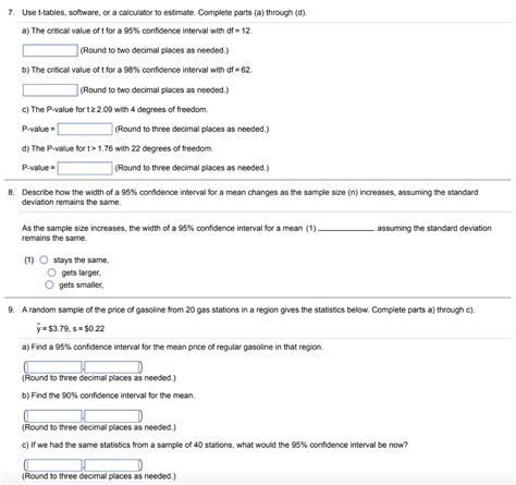 Solved 7 Use T Tables Software Or A Calculator To Chegg Com