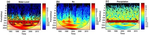 calculation results of continuous wavelet transform for water level