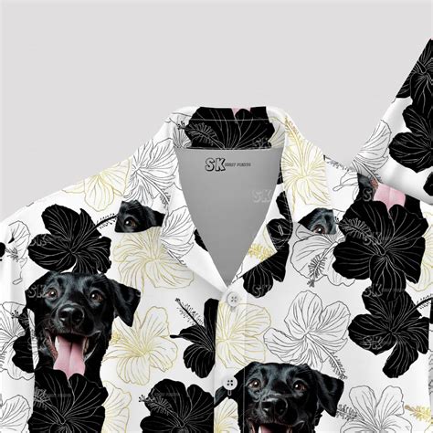 Dog Face Hawaiian Shirt Black White Custom Photo Mens