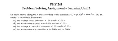 Solved Phy 241problem Solving Assignment ﻿learning Unit