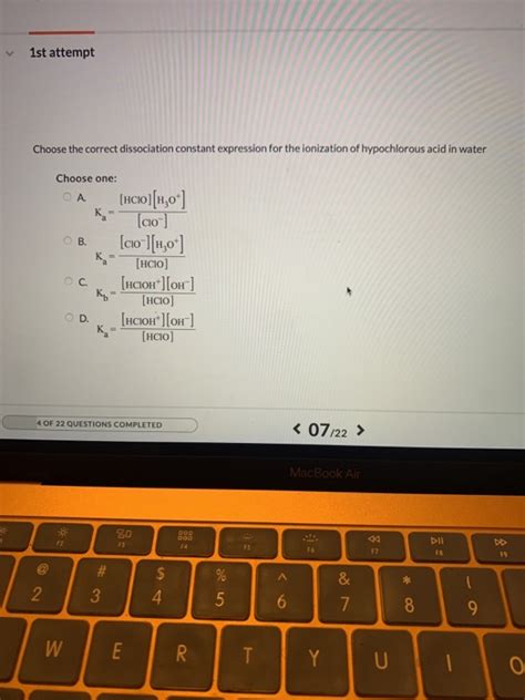Solved 1st Attempt Choose The Correct Dissociation Constant