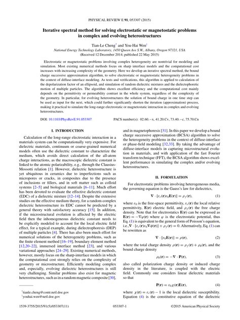 Pdf Iterative Spectral Method For Solving Electrostatic Or
