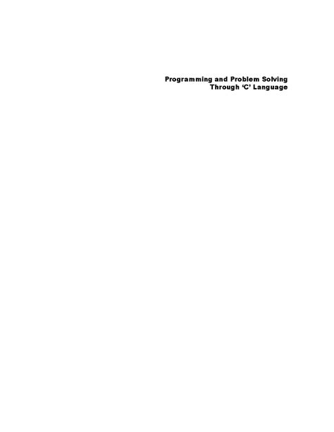 Download Programming And Problem Solving Through C Language Pdf Online