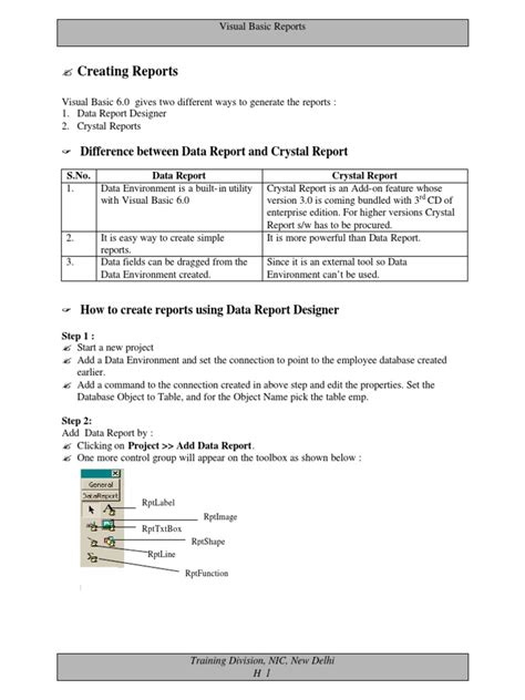 Creating Powerful Reports In Visual Basic 60 A Comprehensive Guide To