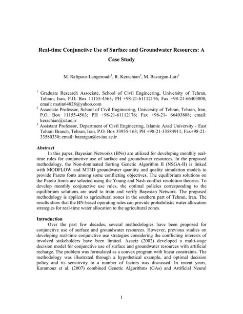 pdf a bayesian network based model for real time conjunctive use of
