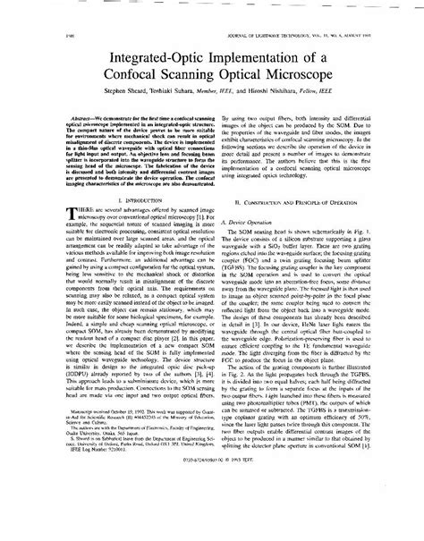 Pdf Integrated Optic Implementation Of A Confocal Scanning Optical