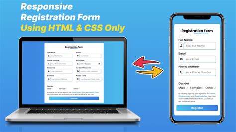 responsive registration form in html and css registration form youtube
