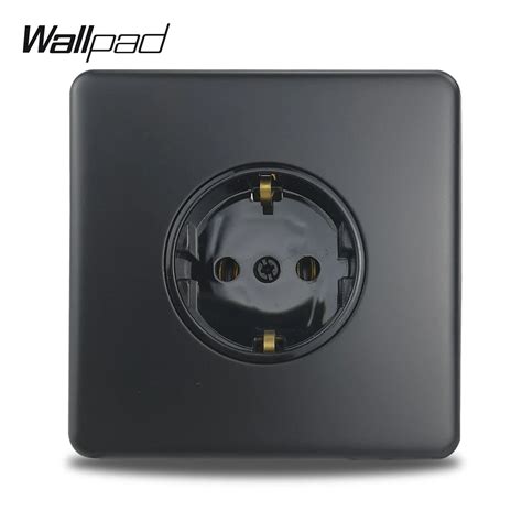 Wallpad Z6 Eu 플러그 전원 소켓 전기 콘센트 블랙 스테인레스 스틸 플레이트와 발톱 맞는 Eu 상자전기소켓