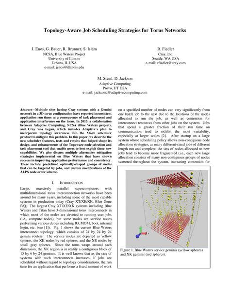Pdf Topology Aware Job Scheduling Strategies For Torus Networks
