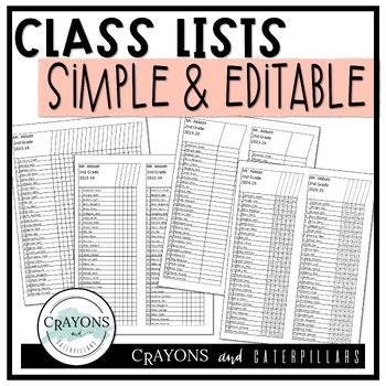 Simple Class List Template Editable Babe Lists By Crayons And Caterpillars