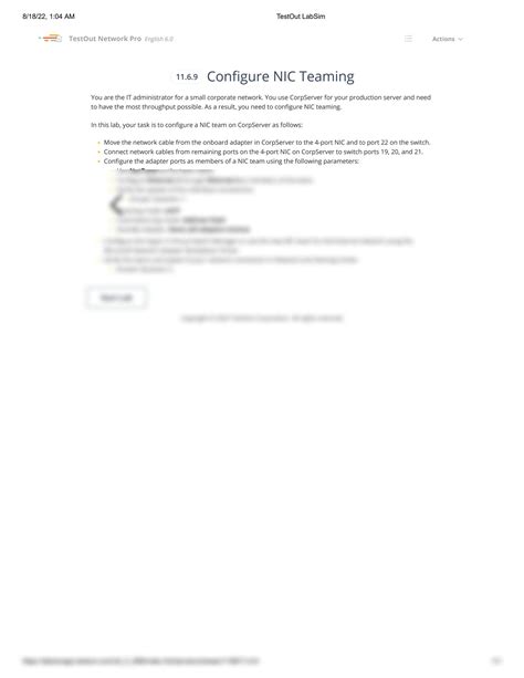 SOLUTION 11 6 9 Configure Nic Teaming Lab Studypool