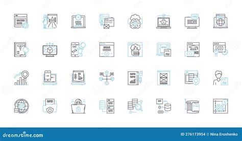 Web Computing Linear Icons Set Browser Html Javascript Css Server