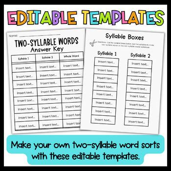 Two Syllable Word Building Sorts Open And Closed Syllables TPT