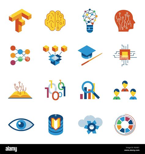 Digital Vector Deep Structured Learning And Artificial Intelligence Icon Set Stock Vector Image