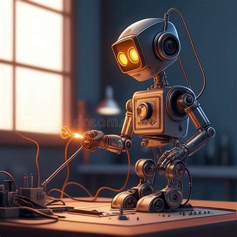 Robot Working Robot Soldering Wires Using Soldering Iron And Solder