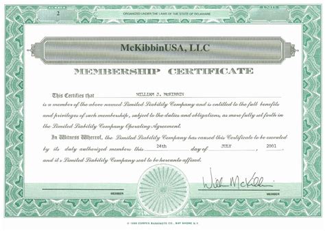 Llc Membership Certificate Template Luxury Membership Certificate Llc Example Shooters Journal