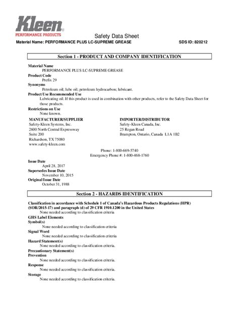 Fillable Online Safety Data Sheet Multi Purpose Grease Fax Email Print