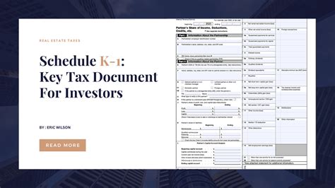 Schedule K 1 A Key Tax Document For Private Real Estate Investors