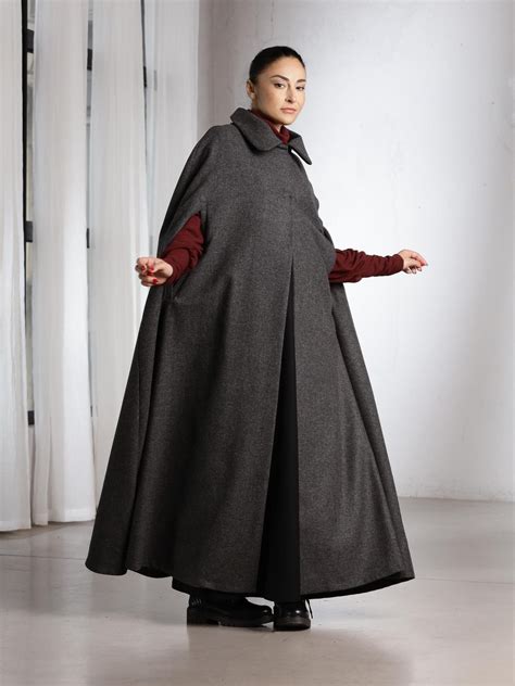 Handmade Wool Maxi Cape Coat Long Winter Cloak Etsy