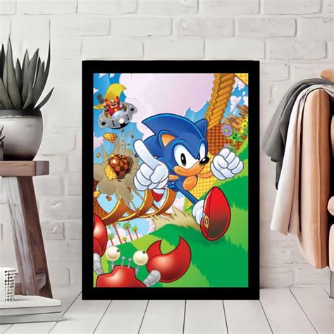 Quadro Decorativo Sonic A3 Com Vidro E Moldura Elo7