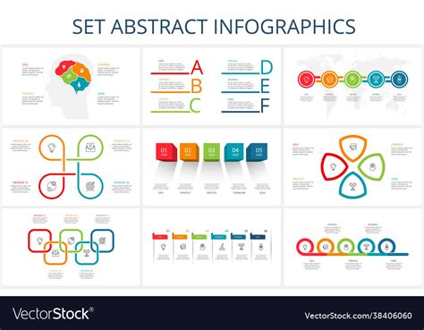 Set Abstract Elements Graph Diagram With Steps Vector Image