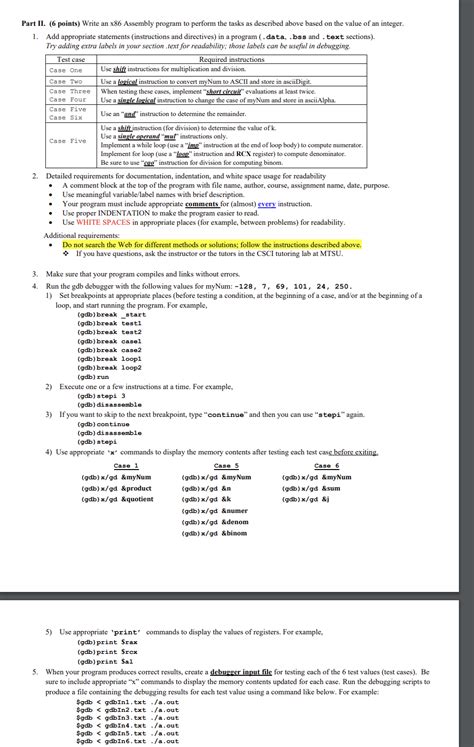 Solved Part Ii 6 Points Write An X86 Assembly Program To